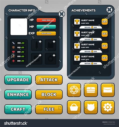 Vector Game Template Gui Kit Game Stock Vector Royalty Free 1993661966 Shutterstock