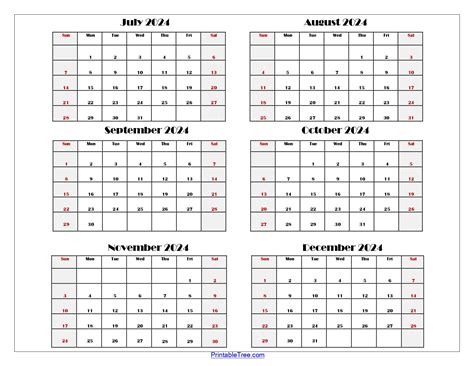 2024 Calendar Printable July To December Calendar 2024 Printable