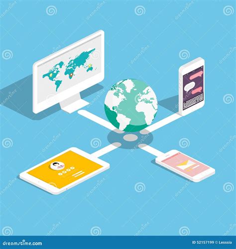 Flat 3d Isometric Phones With User Interface Development Concept Stock