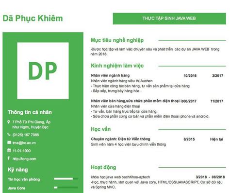 Top 13 Mẫu Cv Thực Tập Java Thiết Kế đẹp Chuyên Nghiệp Nhất