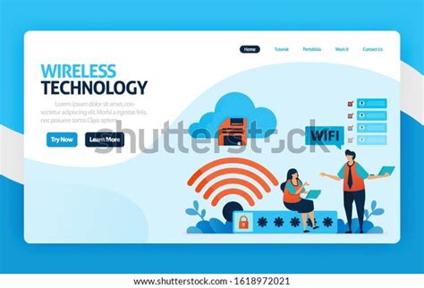 Landing Page Website Wifi Connection Protection Stock Vector Royalty Free 1618972021