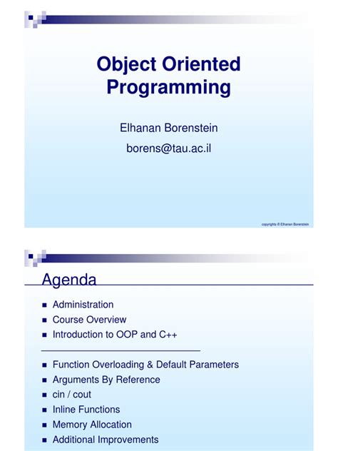 מונחה עצמים הרצאה 1 Pdf C Object Oriented Programming