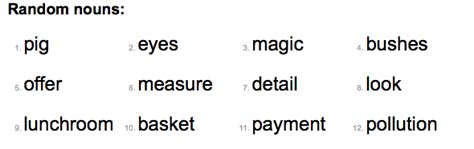 Random Words List In English