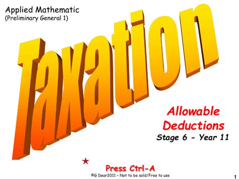 01 Allowable Deductions Free Resources 4 Mathematics
