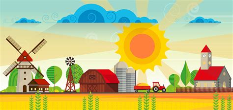 교회 Christianabstract 벡터 시골 농촌 풍경 나무 헛간과 풍차 농장 사용 하 여 바탕 화면 또는 다른 배경 수 있습니다 가을에 대한 스톡 벡터 아트 및 기타
