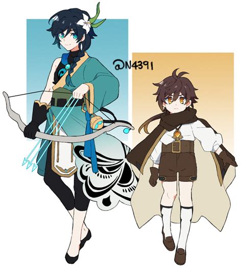 Zhongli And Venti Genshin Impact Drawn By N Danbooru