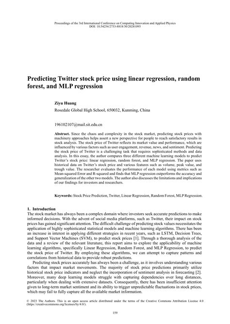 Pdf Predicting Twitter Stock Price Using Linear Regression Random