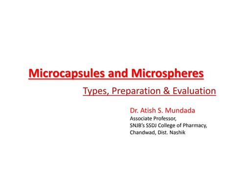 Microcapsules And Microspheres Pptx