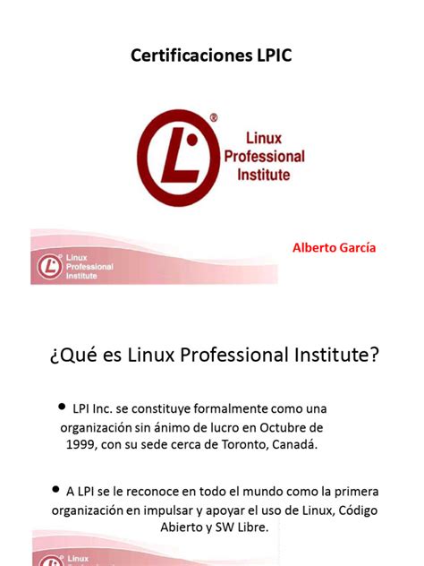 Presentación Certificacion Linux Lpi Pdf Ciencias De La Computación