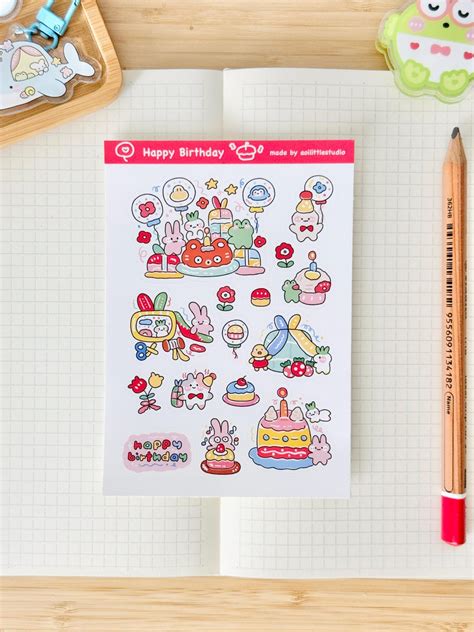 Happy Birthday Sticker Sheet Bullet Journal Stickers Cute Planner