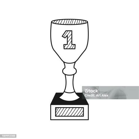 손으로 그린 골드 컵은 흰색에 고립 스케치 벡터 그림입니다 1위에 대한 스톡 벡터 아트 및 기타 이미지 1위 검은색 경기 스포츠 Istock