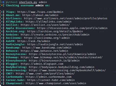 github janelhuang28 sherlock tool to find username