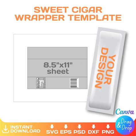 Sweet Cigar Wrapper Blank Template Diy Custom Party Favor Editable Svg Cricut Png Canva
