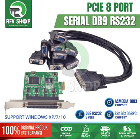 Jual BAFO PCI EXPRESS 8 PORT SERIAL CARD PCIe RS232 MALE Extension COM DB9 MultiPort Card
