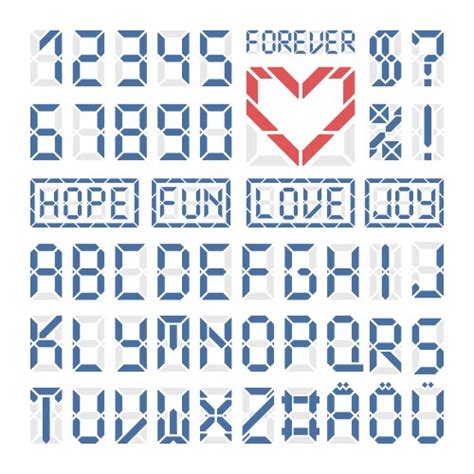 Digital Led Font Alphabet Letters And Numbers Vector Image