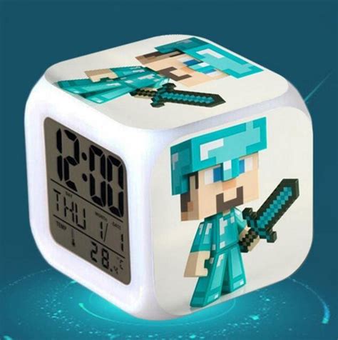 Minecraft Led Alarm Clock 17 Minecraft Cartoon Figures Led Alarm Clock
