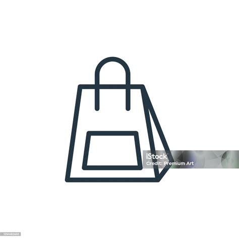 쇼핑백 아이콘 인공 지능 컬렉션에서 흰색 배경에 격리 된 얇은 선형 쇼핑 백 개요 아이콘 라인 벡터 사인 웹 및 모바일 기호 가방에 대한 스톡 벡터 아트 및 기타 이미지