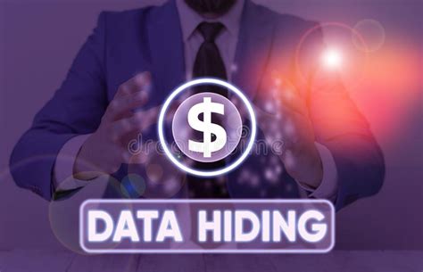 Word Writing Text Data Hiding Business Concept For Secretly Embedding Data In Graphics Images