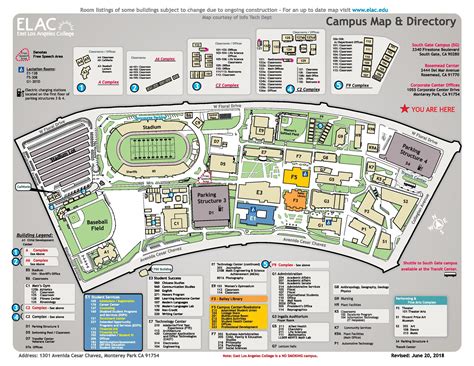 Elac Map East Los Angeles College Campus Map California Usa