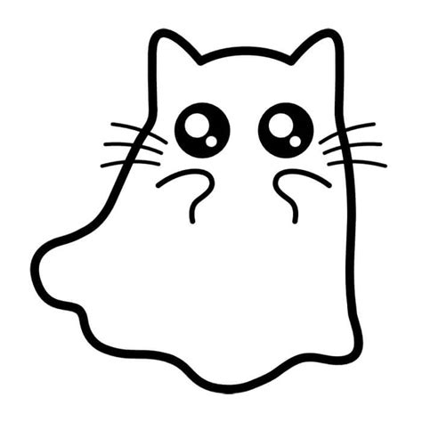 Easy And Cute Cat Ghost Drawing For Halloween Simple Drawings
