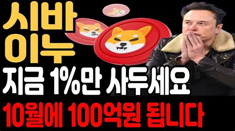 시바이누코인 전망 지금 1만 사두세요 10월에 100억원 됩니다shib 시바이누코인 시바이누 시바이누전망 밈코인 Youtube