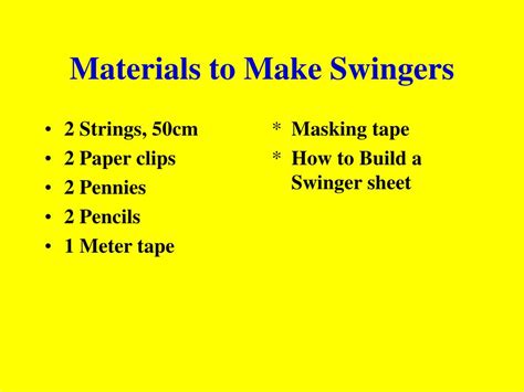 PPT Materials To Make Swingers PowerPoint Presentation Free Download ID