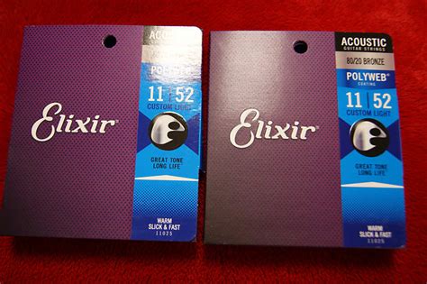 Elixir 11025 Polyweb 11 52 Acoustic Guitar Strings Custom Reverb Uk