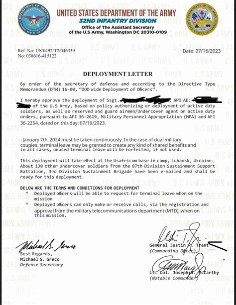 Are Deployment Letters A Real Thing R Army