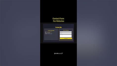 Contact Form Using Html Css Coding Web Programming Webdeveloper Youtube