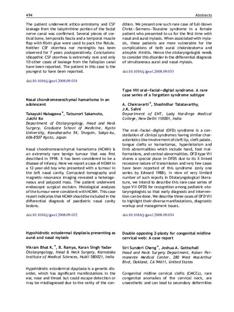 Pdf Hypohidrotic Ectodermal Dysplasia Presenting As Aural And Nasal