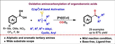 通过 C N 键活化，pd 催化芳基硼酸与非反应性叔胺的氧化氨基羰基化the Journal Of Organic Chemistry X Mol