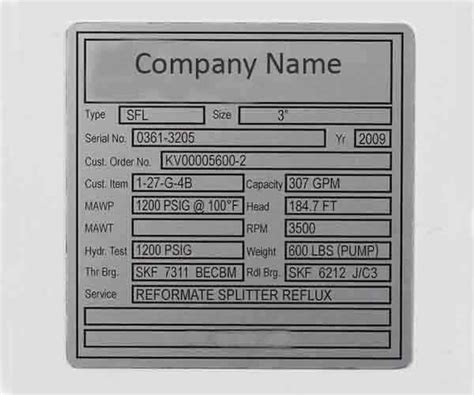 Placas de identificación mecánicas Etiquetas personalizadas de acero