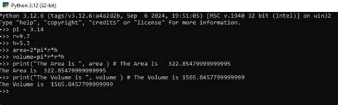 Programming Python Program For Calculate Area And Circumference Of