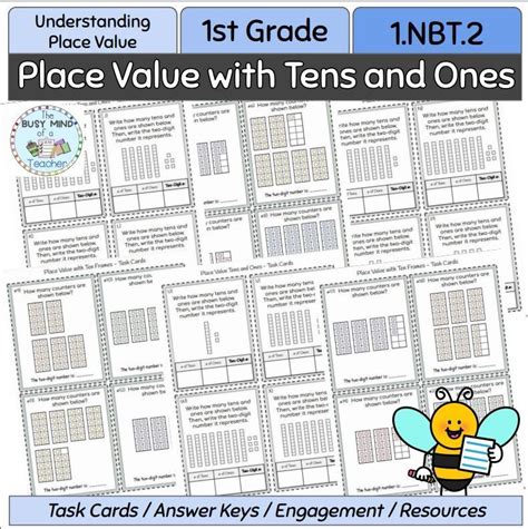 1st Grade Place Value With Tens And Ones Task Cards {1 Nbt 2} Tens And Ones Task Cards