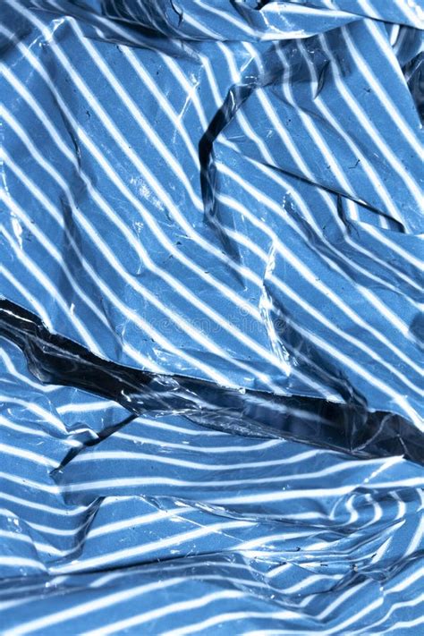 Sweet Wrapper Fine Stripes Lines On Plastic Paper Crumpled Warped