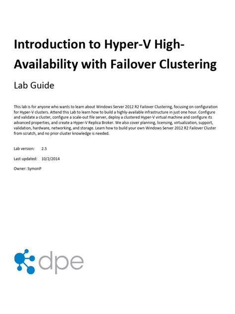 Failover Clustering In Windows 2012 R2 Pdf