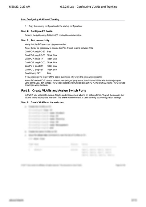 SOLUTION Lab Configuring Vlans And Trunking Studypool