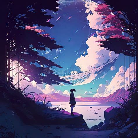 Dreamscape Anime Wallpaper Stock Illustration Illustration Of Drawing 276221308