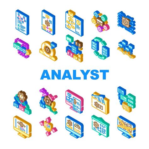 System Analyst Data Business Icons Set 45682382 Vector Art At Vecteezy