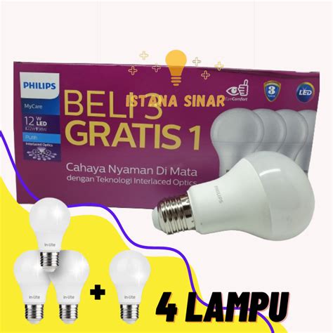 Jual Philips Lampu Led Watt W Watt W Paket Isi Pcs Lampu Led Bulb Bohlam