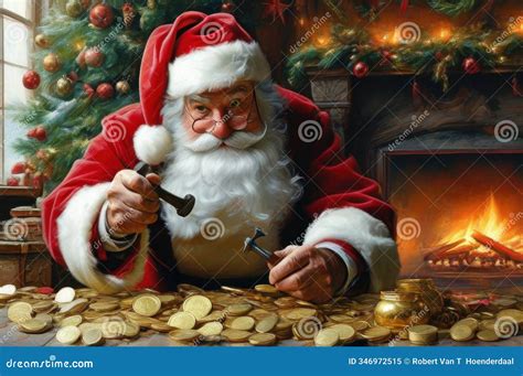 Santa Claus Making Money At 25 11 2024 Stock Illustration