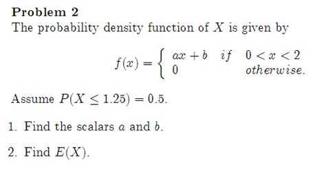 Solved Problem The Probability Density Function Of X Is Chegg