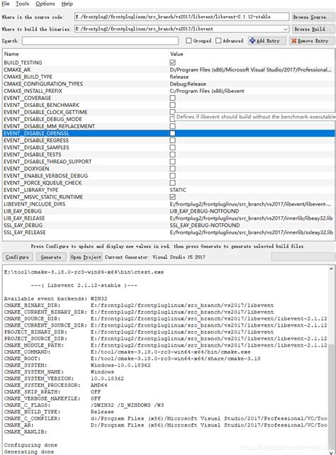 windows下用cmake静态编译编译libevent 2 1 12，同时开启支持openssl cmake编译libevent csdn博客