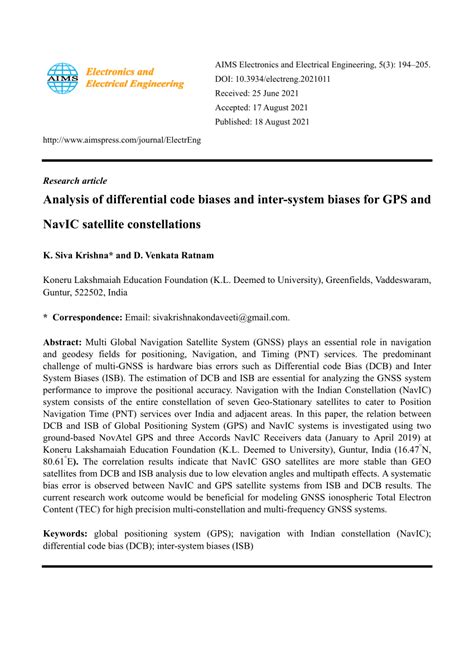 Pdf Analysis Of Differential Code Biases And Inter System Biases For