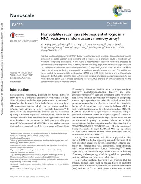 Pdf Nonvolatile Reconfigurable Sequential Logic In Hfo 2 Resistive