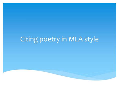 PPT Citing Poetry In MLA Style PowerPoint Presentation Free Download ID