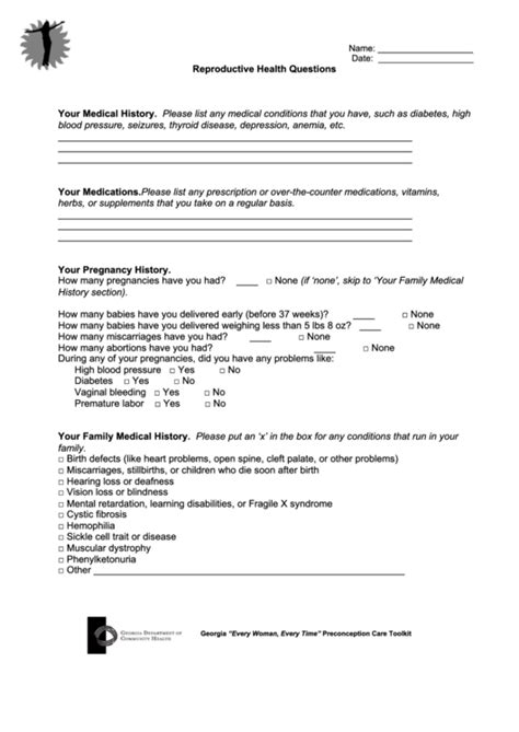 Reproductive Health Questions Printable Pdf Download