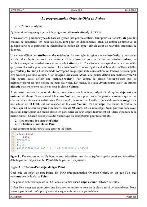 SOLUTION La Programmation Orient E Objet En Python Studypool