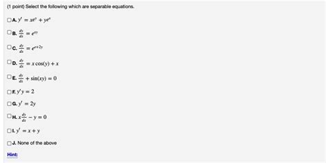 Solved 1 Point Select The Following Which Are Separable