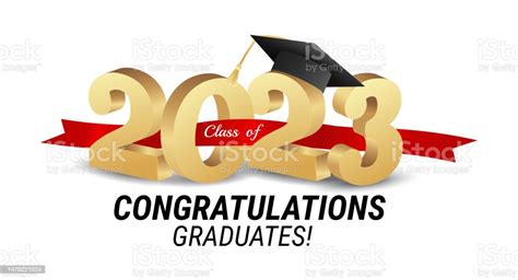 2023년 졸업 축하합니다 졸업생 골드 졸업 개념 3d 텍스트 벡터 일러스트 레이 션 졸업식에 대한 스톡 벡터 아트 및 기타